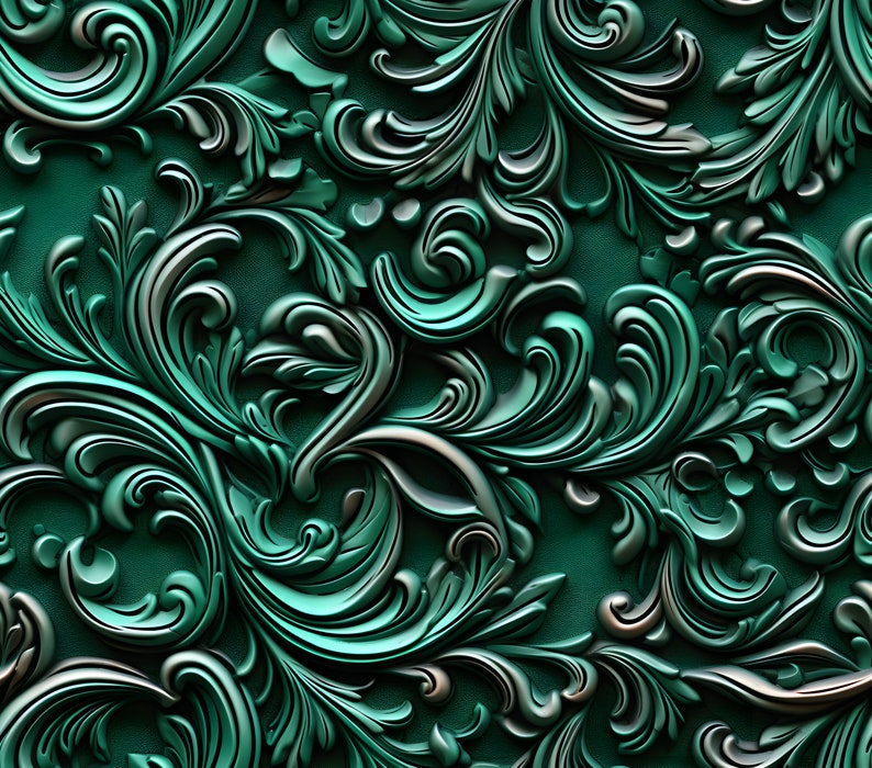 Embossed Green Filagree Seamless 20oz Skinny Tumbler Wrap for ...