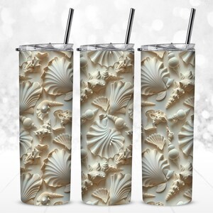 3d Beige Seashells Seamless Pattern - Sublimation and Print - 300dpi ...