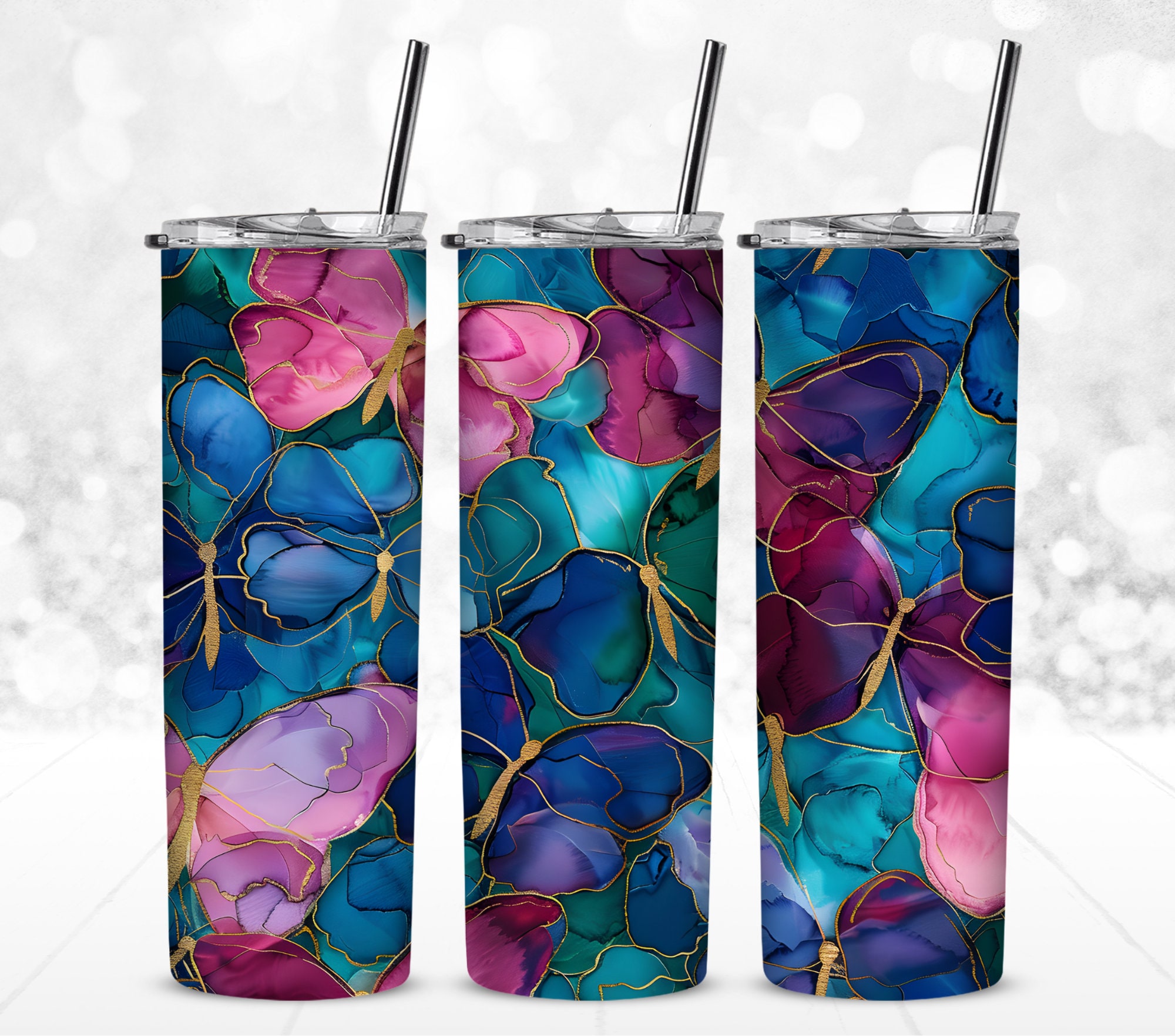 Seamless Pattern - Alcohol Ink Butterflies - Sublimation and Print ...