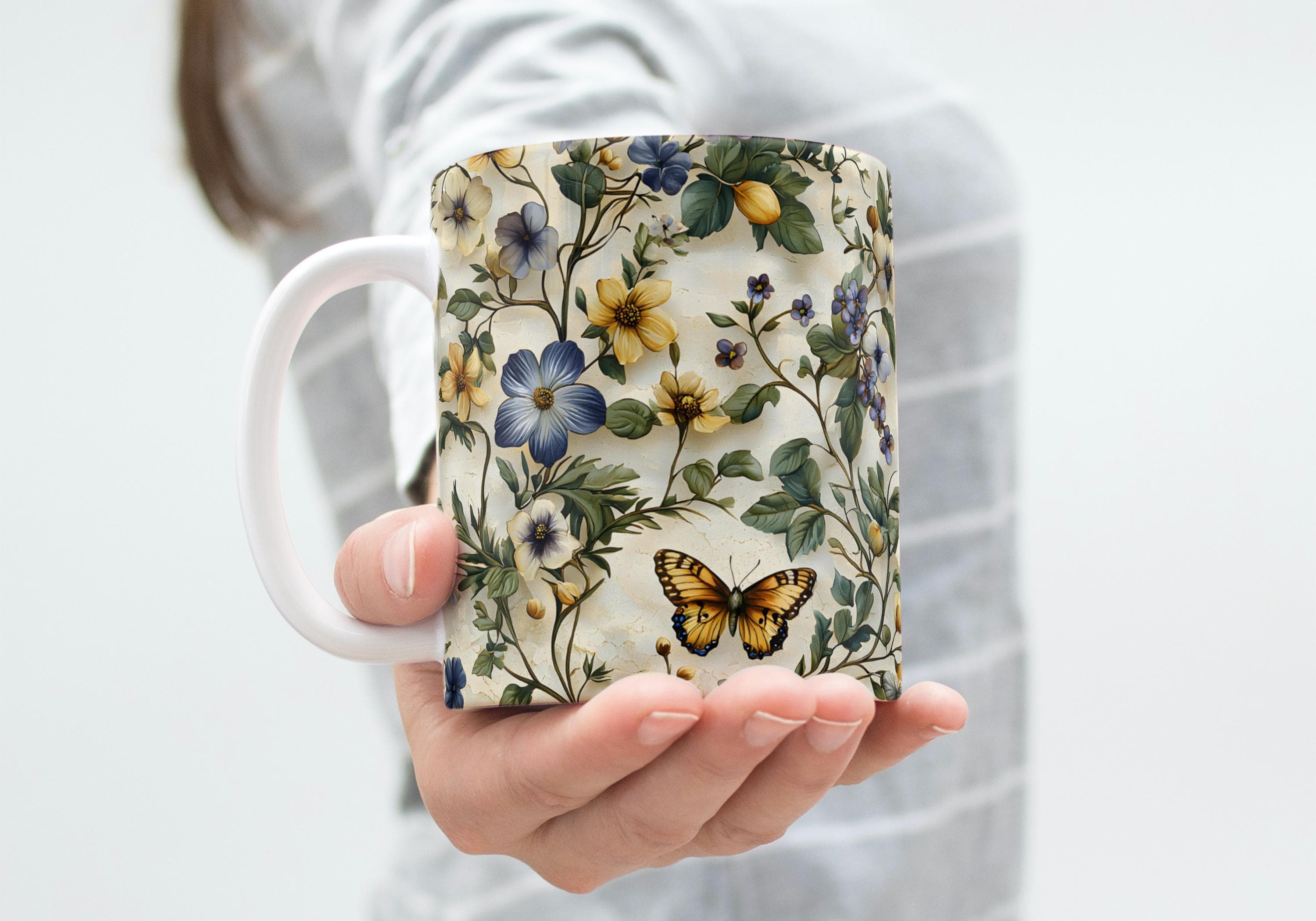 Vintage Style Butterflies and Flowers Seamless Pattern - Sublimation ...