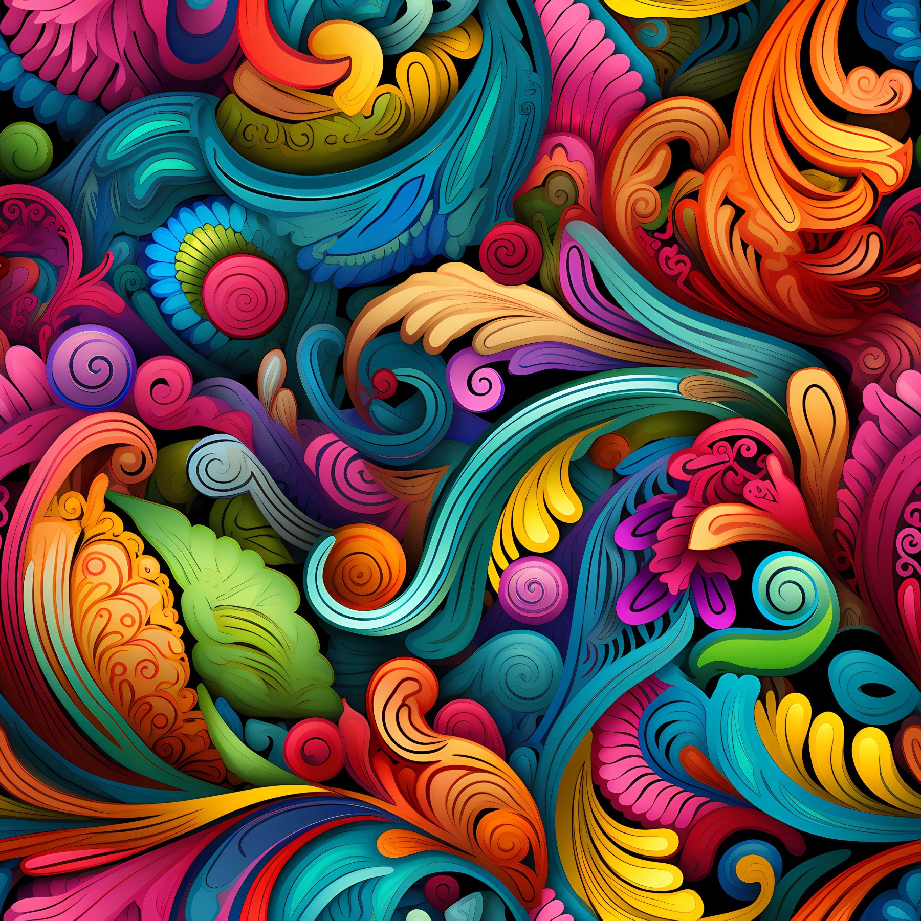 Vibrant Paisley Seamless Digital Pattern for Sublimation - 12"x12 ...