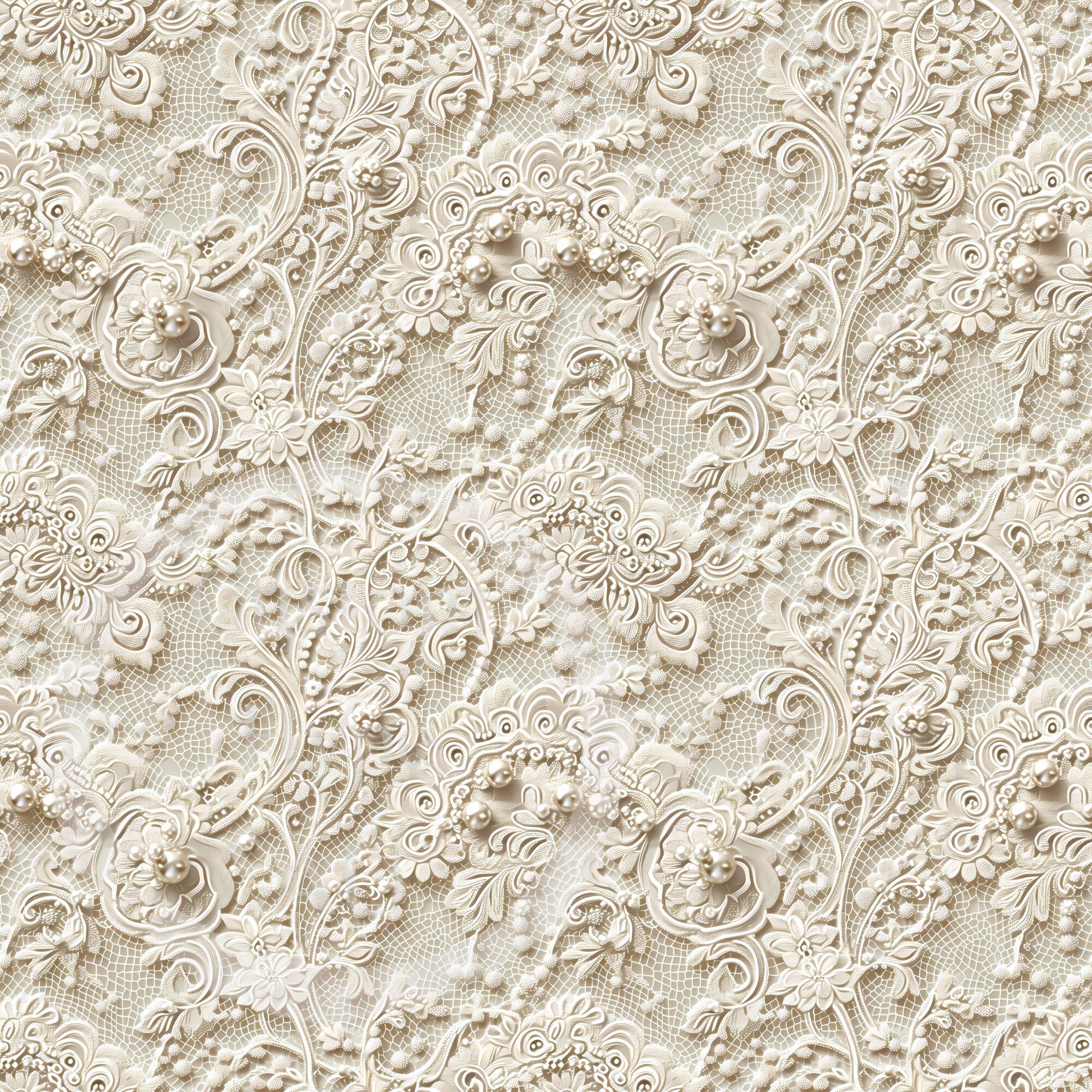 Vintage Ivory Lace Digital Seamless Pattern - Sublimation & Print ...
