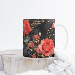Seamless Pattern - Alcohol Ink Roses in Red and Black - Sublimation and ...