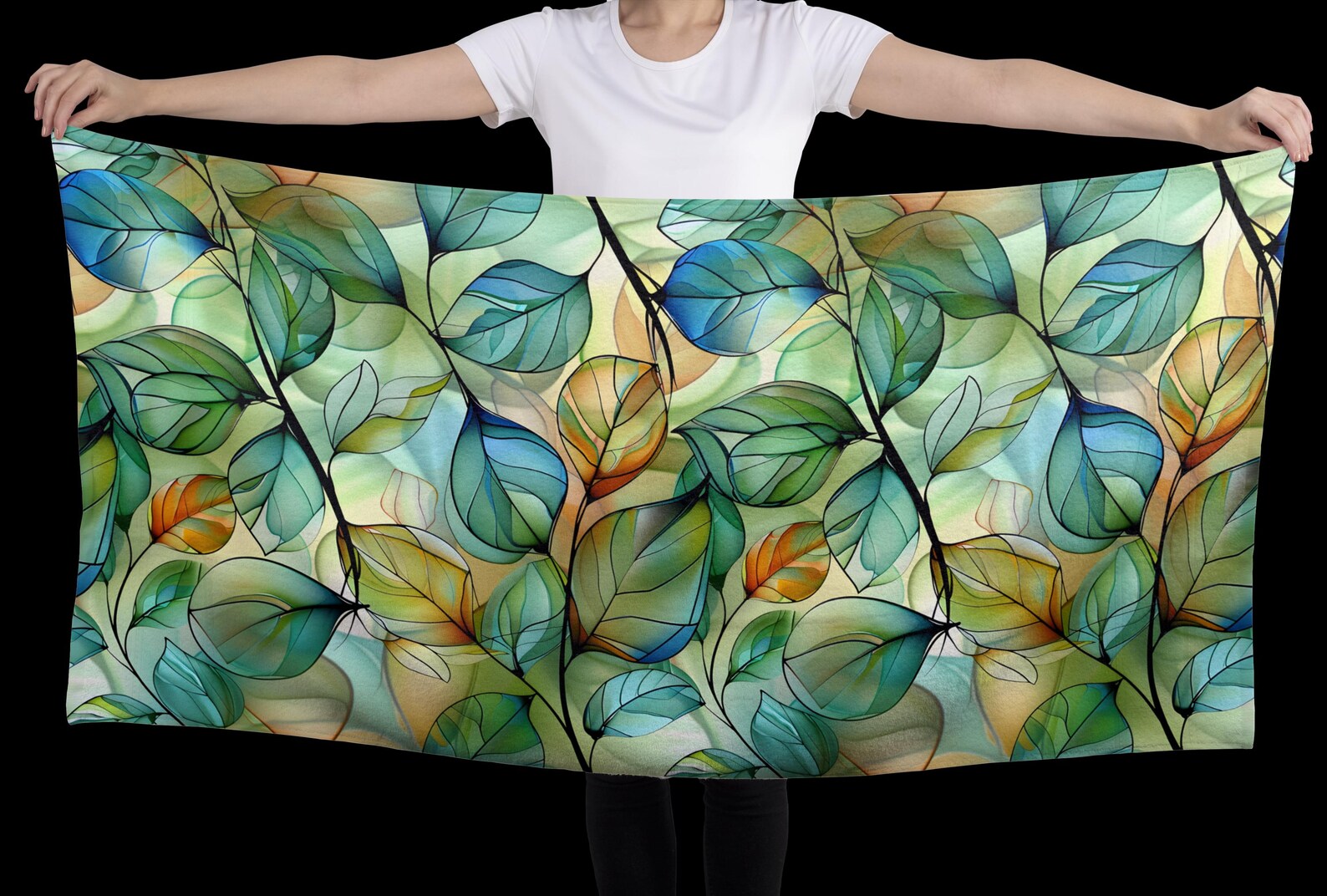 Seamless Pattern Green-copper-blue Alcohol Ink Leaves Sublimation and ...