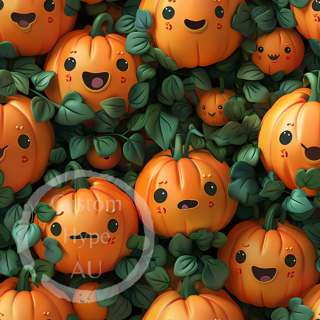 3d Happy Pumpkins Seamless Pattern - Sublimation and Print - 300dpi PNG ...
