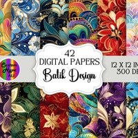 Purple Batik Digital Paper - Hand Drawn Seamless Patterns Instant ...