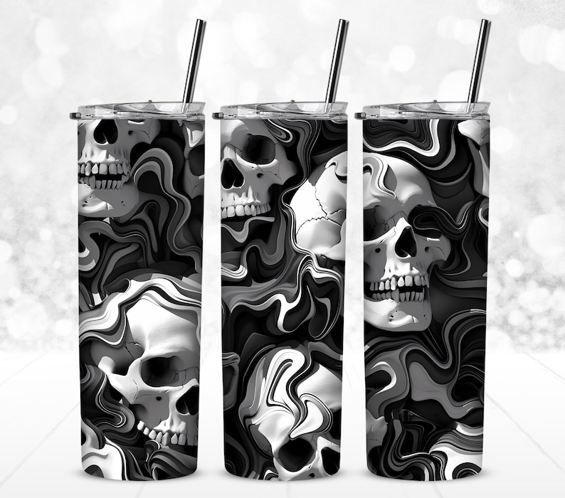 3d Abstract Skulls Seamless Pattern - Sublimation and Print - 300dpi ...