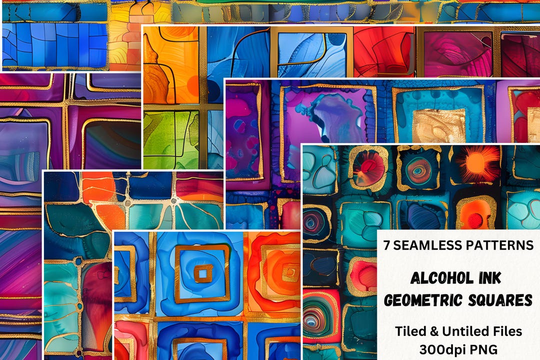 Geometric Alcohol Ink Seamless Patterns Bundle - Sublimation and Print ...