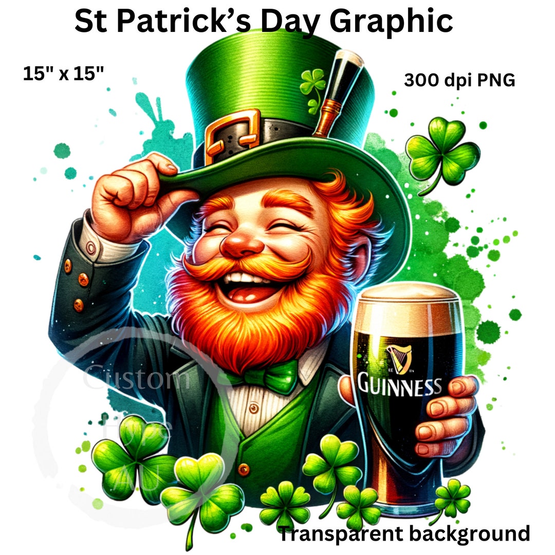 Leprechaun With Guinness 15inch X 15inch PNG Image - 300dpi ...