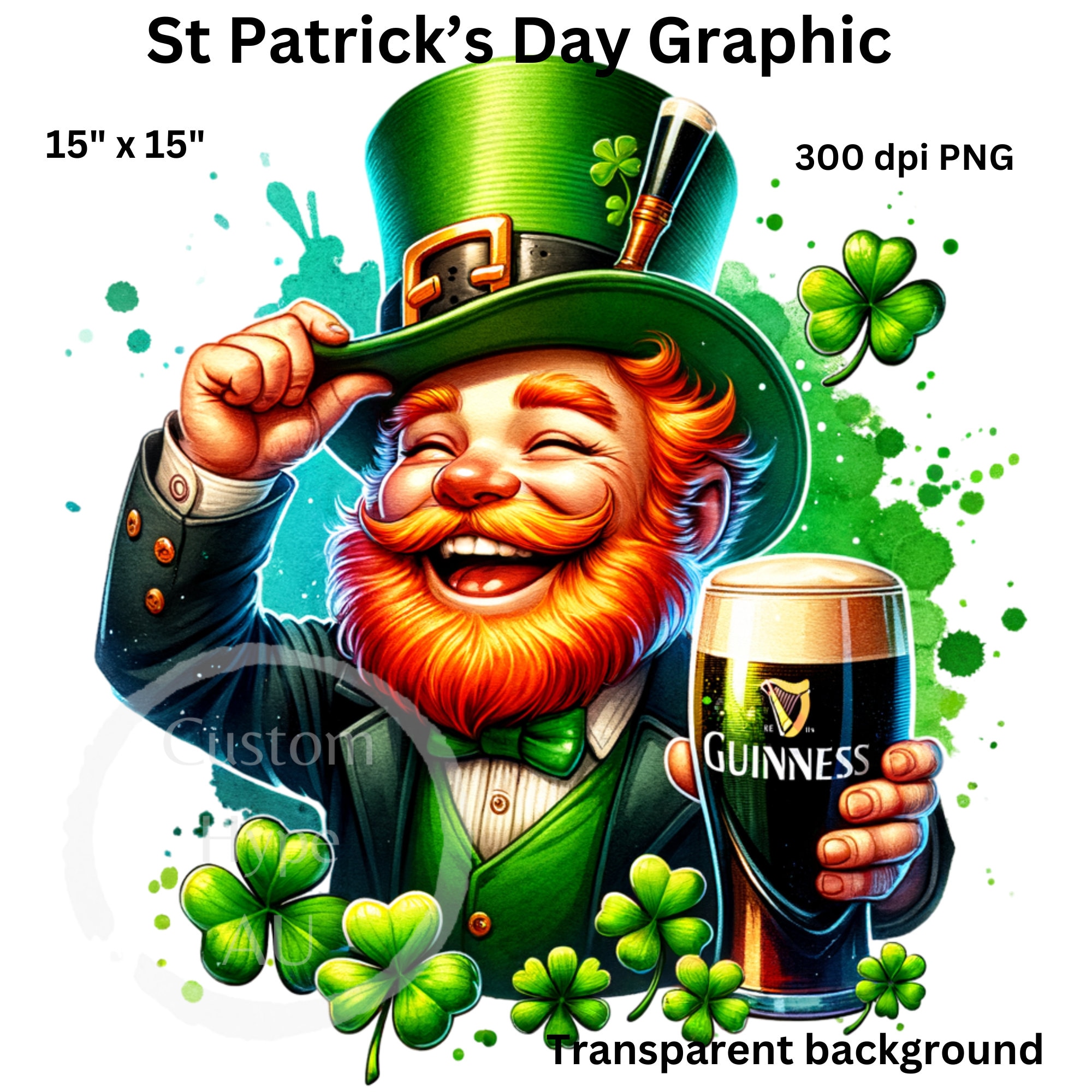 Leprechaun With Guinness 15inch X 15inch PNG Image - 300dpi ...