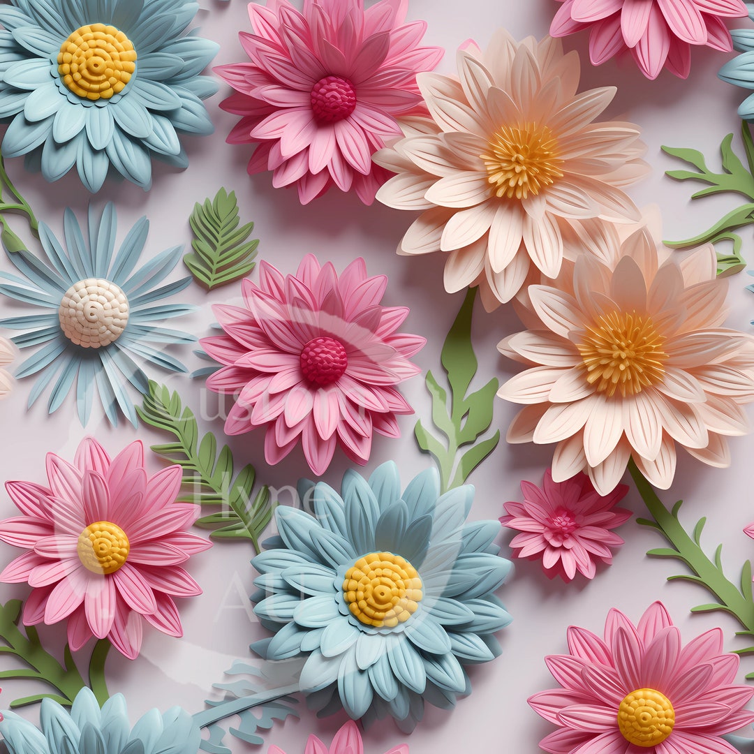3d Pastel Floral Seamless Pattern for Sublimation and Print - 300dpi ...