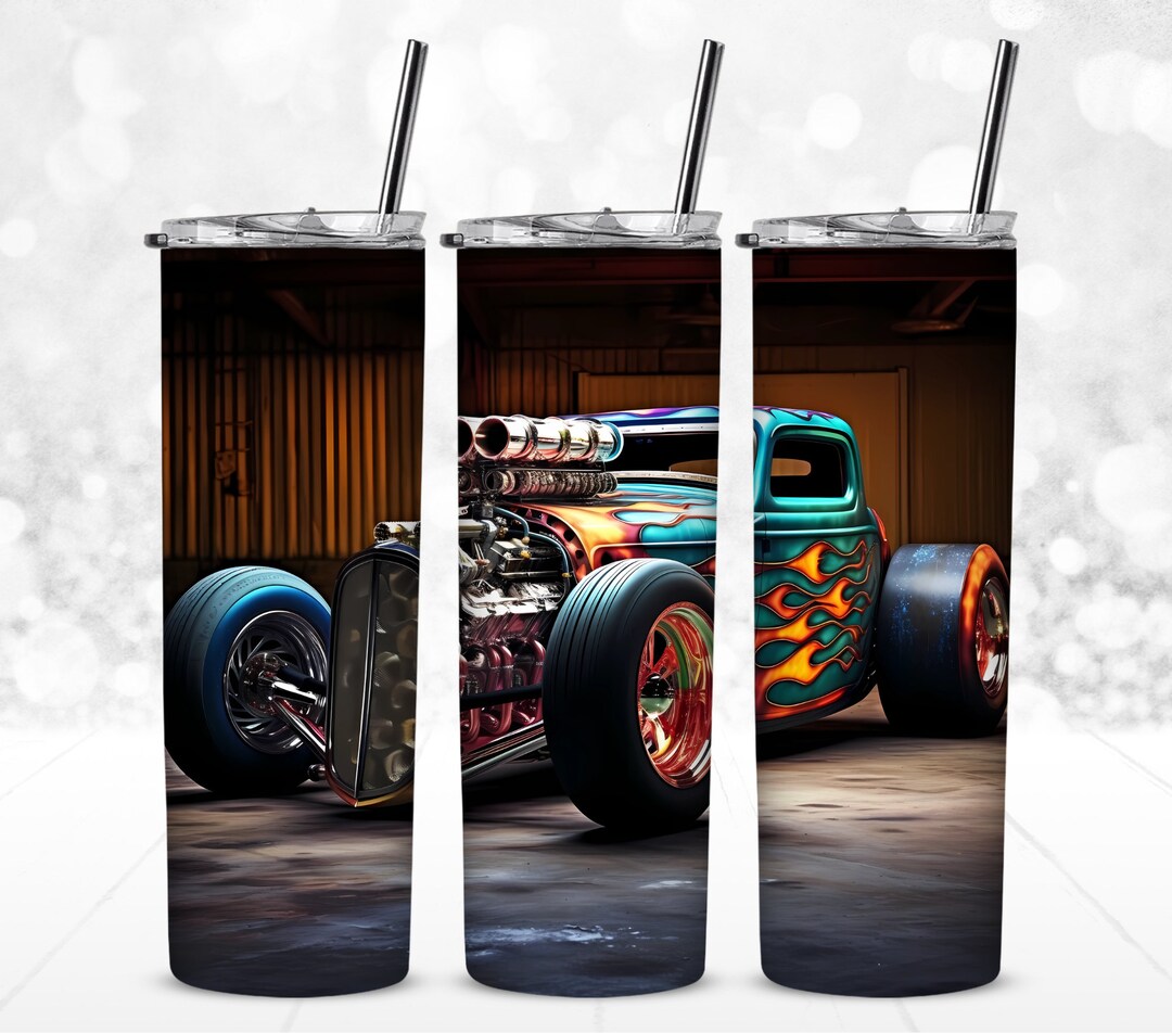 Teal Hot Rod Roadster 20oz Straight Tumbler Wrap for Sublimation ...