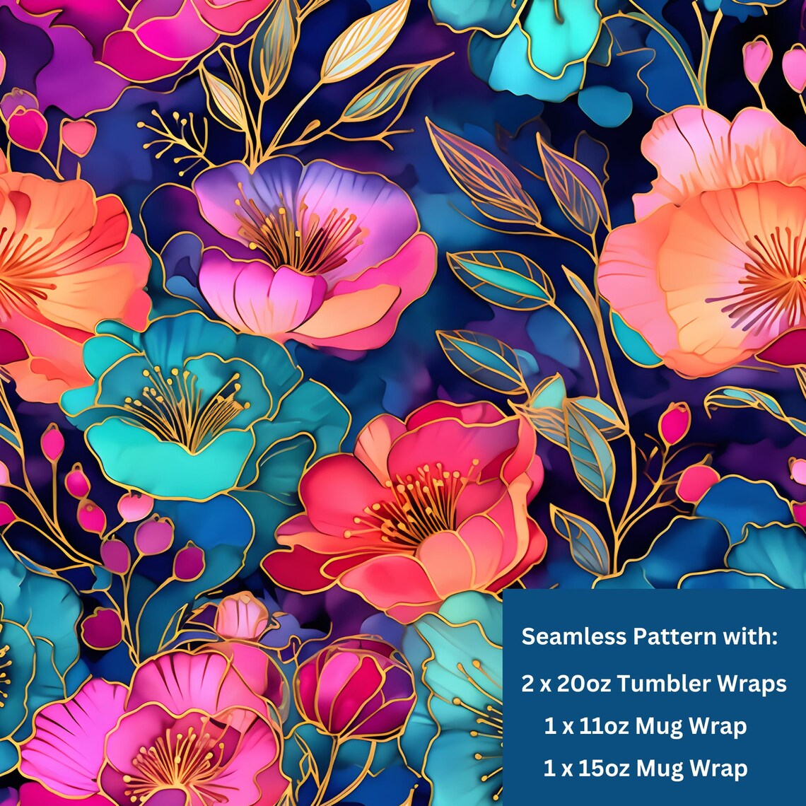Seamless Pattern With Extras - Tropical Coloured Alcohol Ink Floral ...