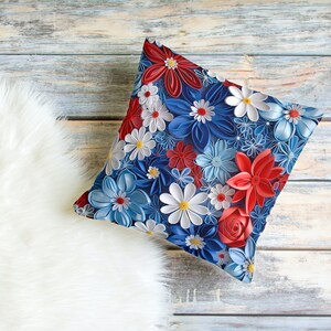 Red, White and Blue 3d Floral Seamless Pattern 2 - Sublimation & Print ...