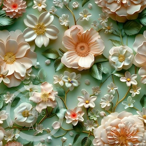 3d Pastel Butterflies and Flowers Digital Seamless Pattern for ...