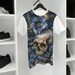 Moody Skull Seamless Pattern in Blue - Sublimation and Print - 300dpi ...