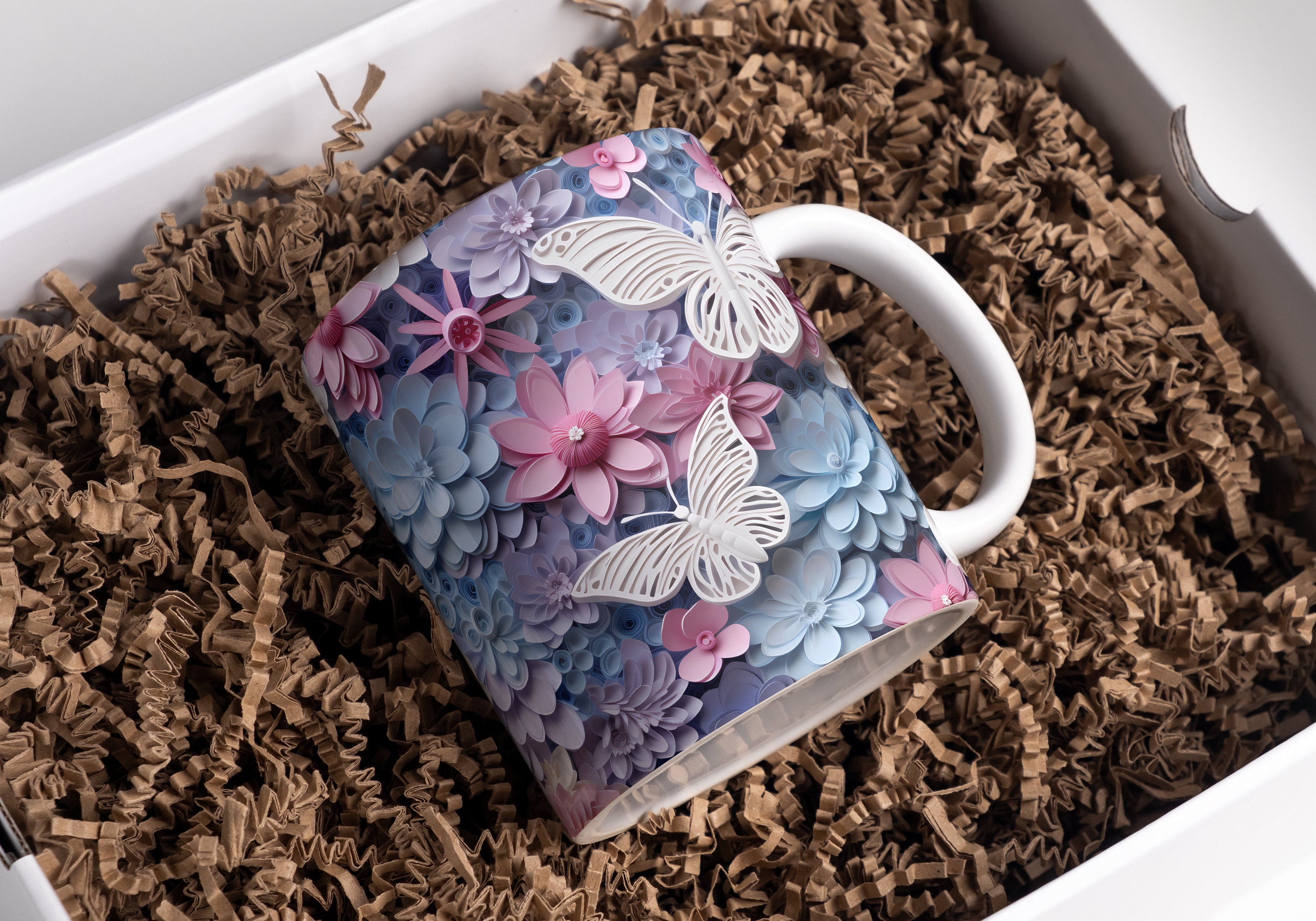 Very Pretty 3d Pastel Flowers & Butterflies Seamless Digital Pattern ...