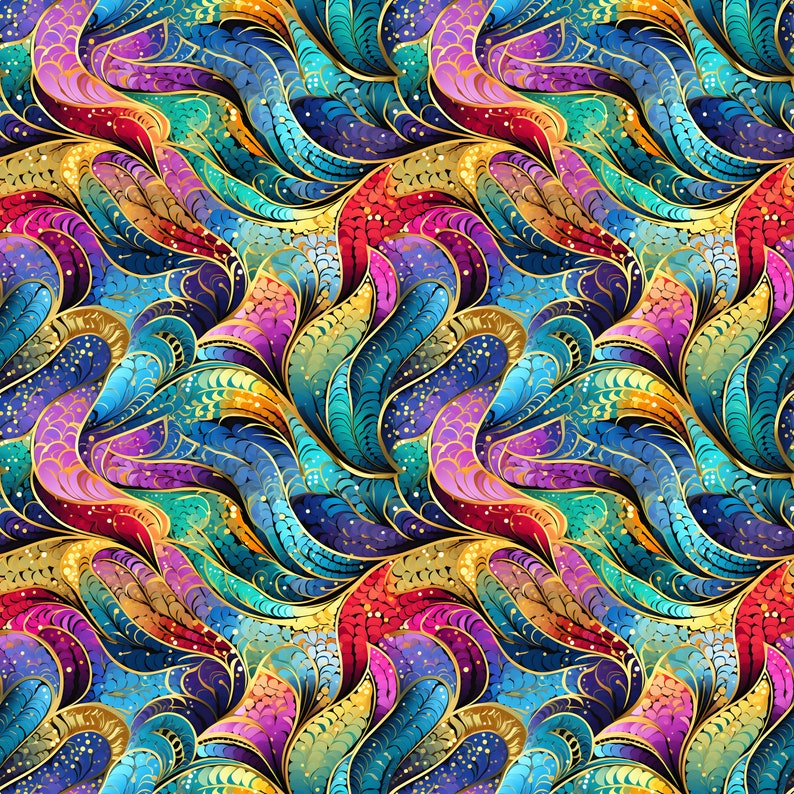 Vibrant Rainbow Batik Digital Seamless Pattern - Sublimation and Print ...