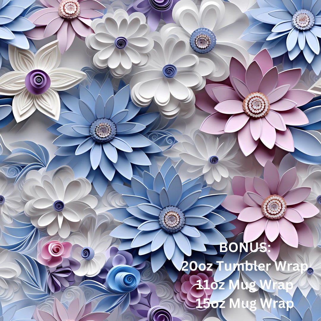 Seamless Pattern - 3d Floral in Pastel Colours - Sublimation and Print ...