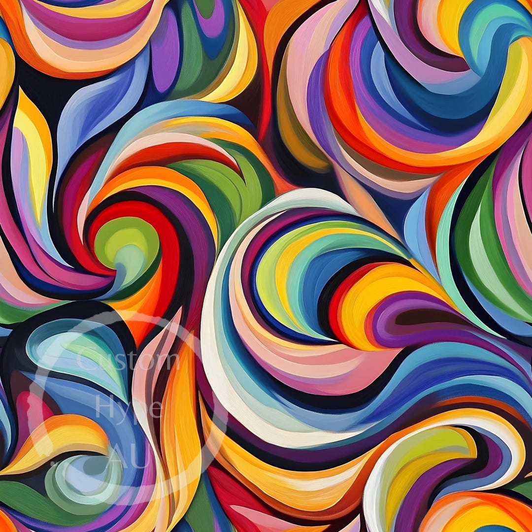 Colourful Hypnotic Swirl Seamless Pattern - Sublimation and Print ...