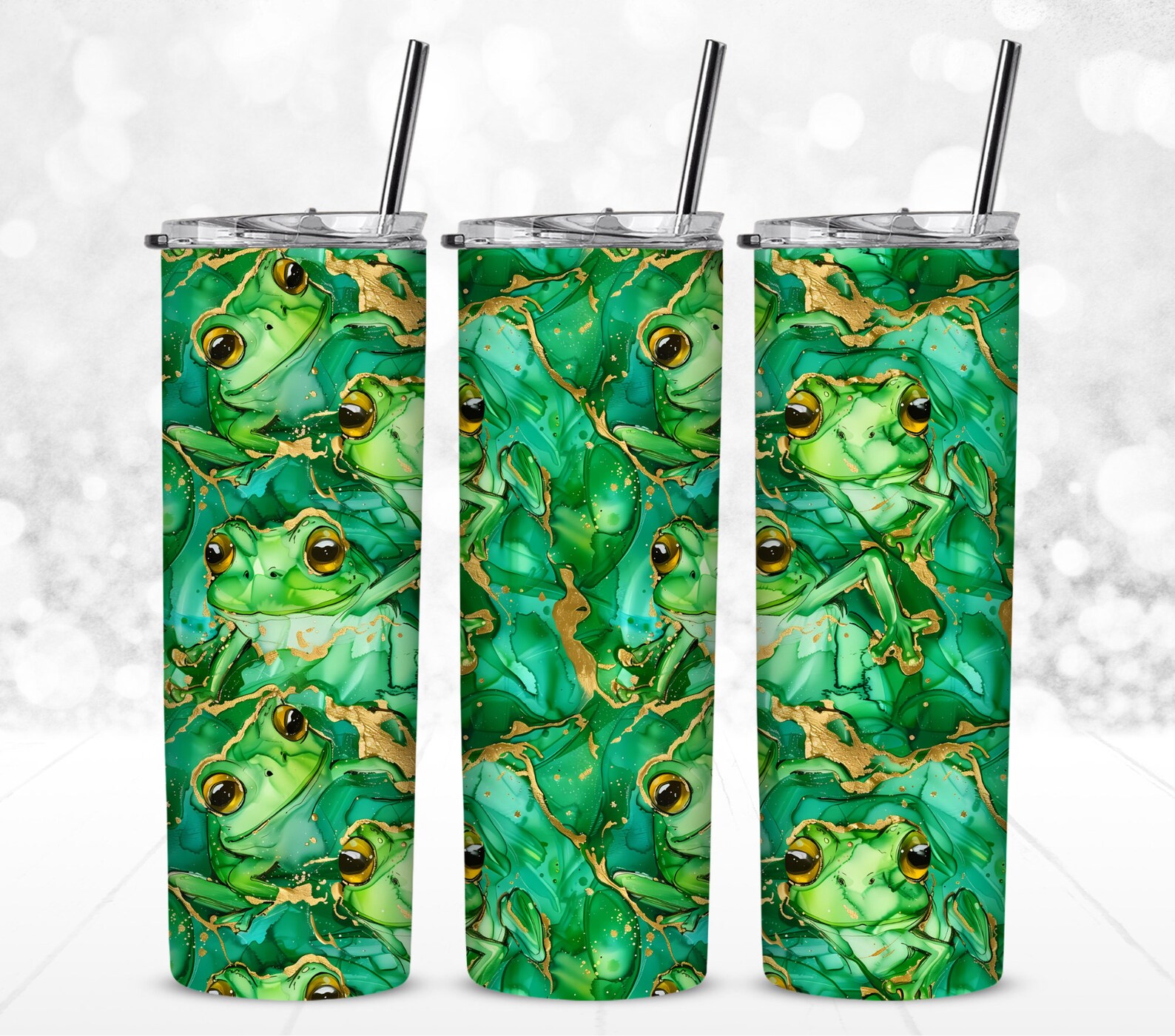 Alcohol Ink Green Tree Frogs Seamless Pattern - Sublimation and Print ...