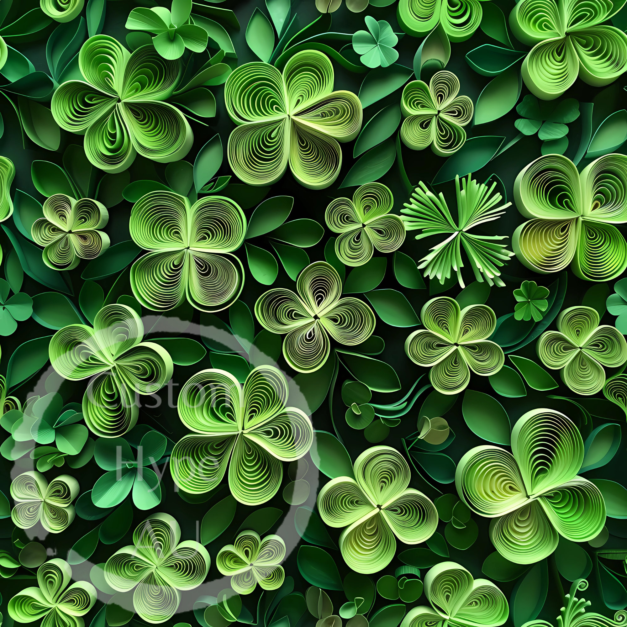 Seamless Pattern - 3d Quilled Shamrocks - Sublimation and Print ...