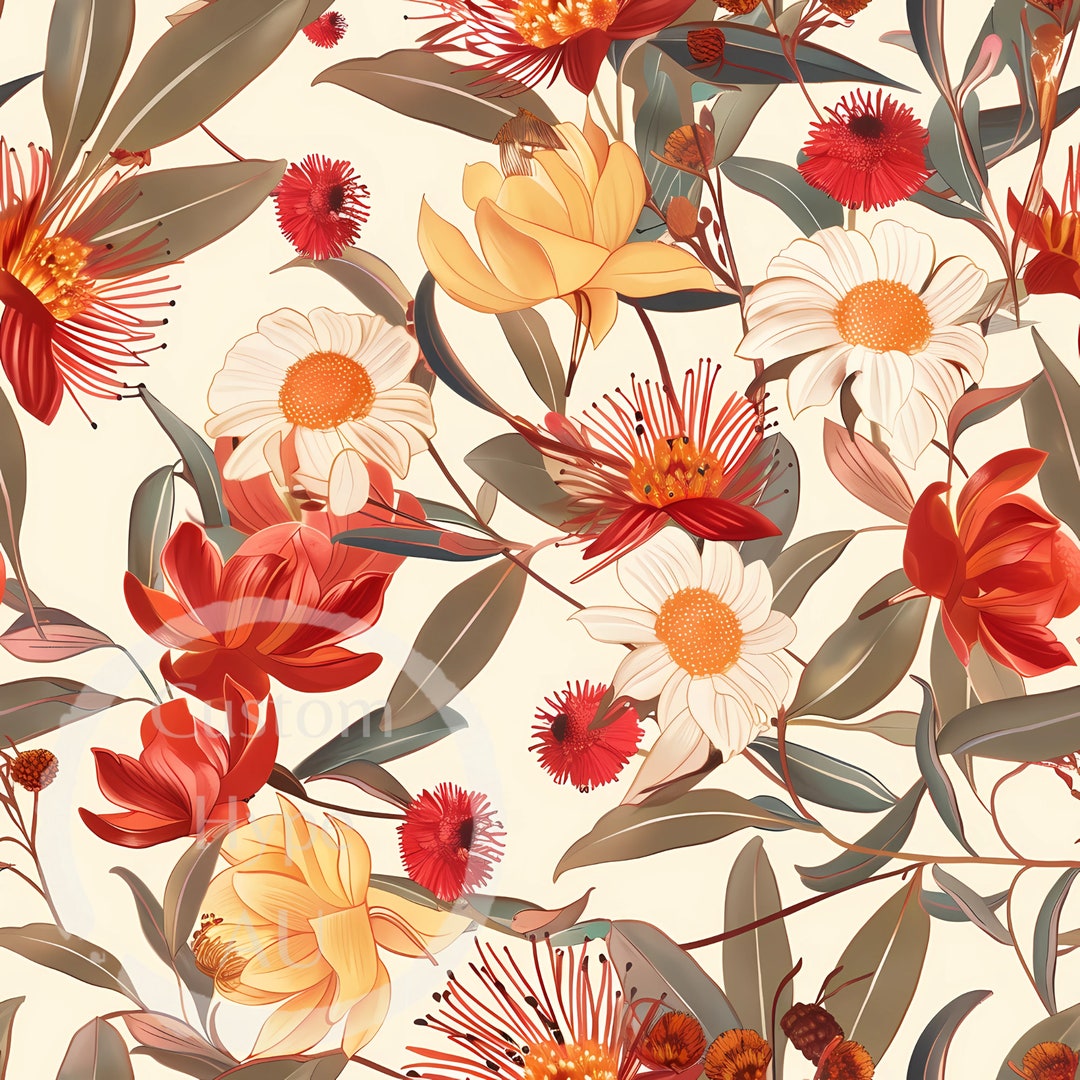 Seamless Pattern - Australian Flora 1 - Sublimation and Print - 300dpi ...