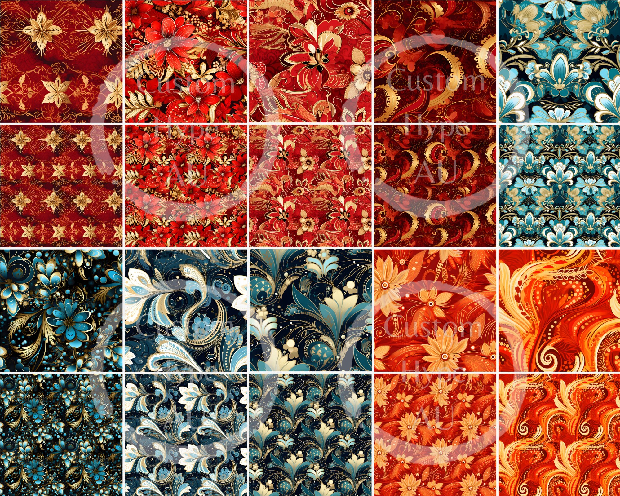 Vibrant Batik Style Seamless Pattern Bundle - Sublimation and Print ...