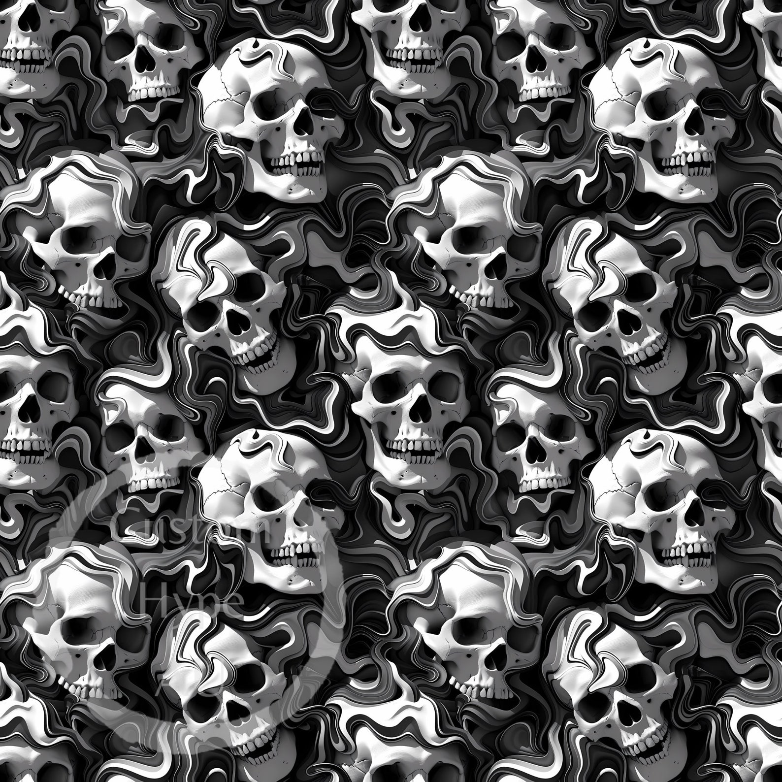 3d Abstract Skulls Seamless Pattern - Sublimation and Print - 300dpi ...