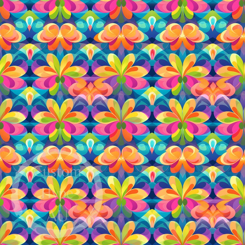 Rainbow Geometric Digital Seamless Pattern for Sublimation & Print ...