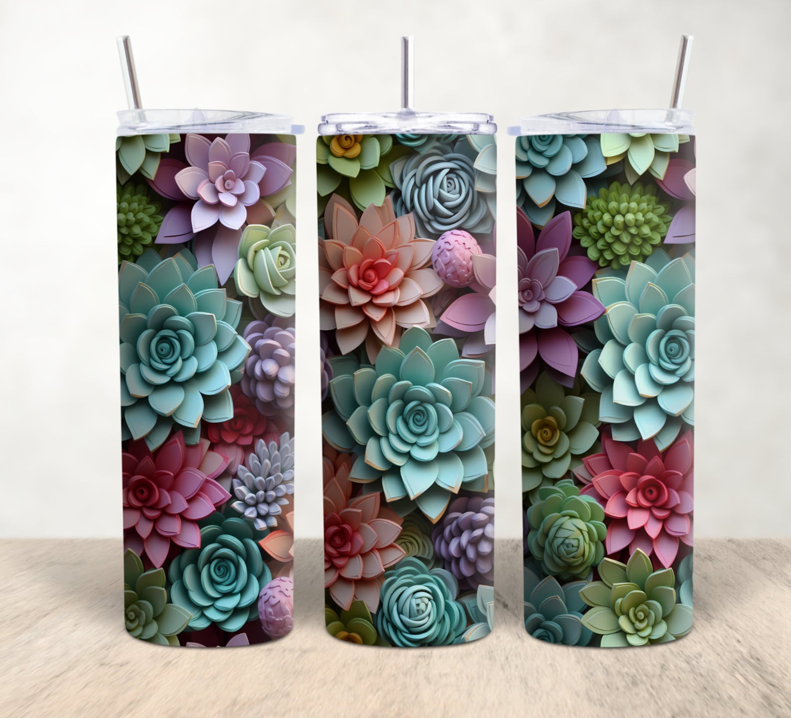 Beautiful 3d Quilled Succulents Seamless Pattern for Sublimation ...