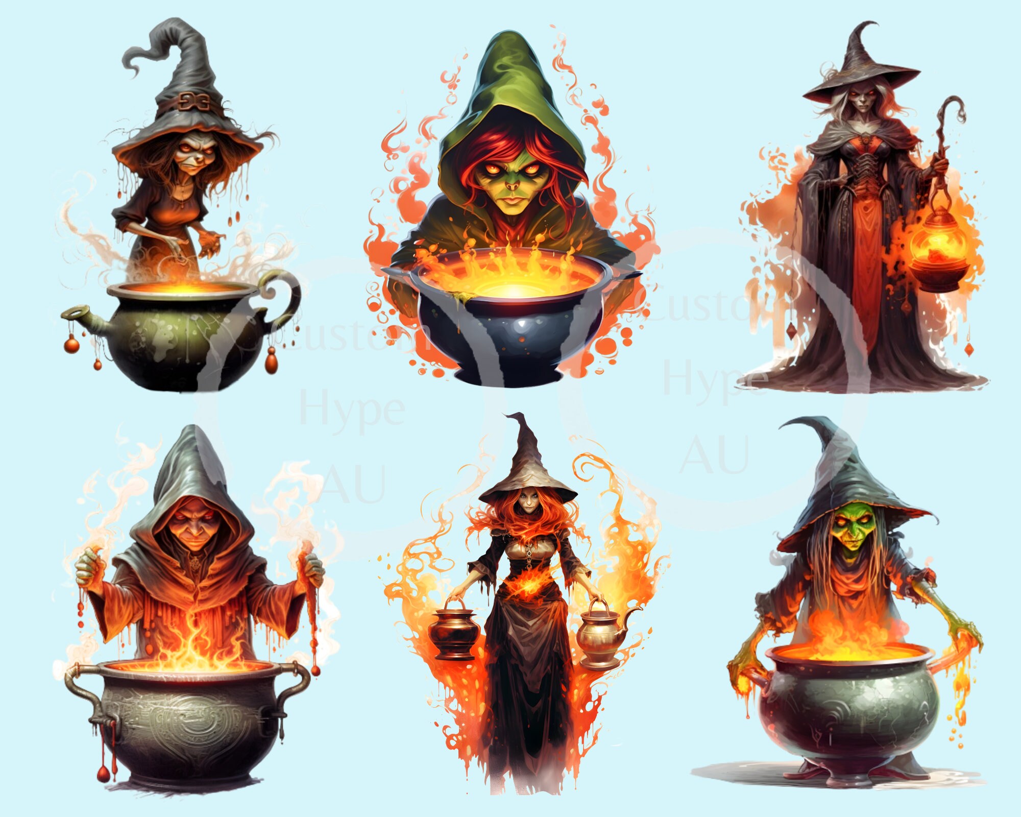 40 Halloween Witches Clipart Image Bundle for Sublimation and Print ...
