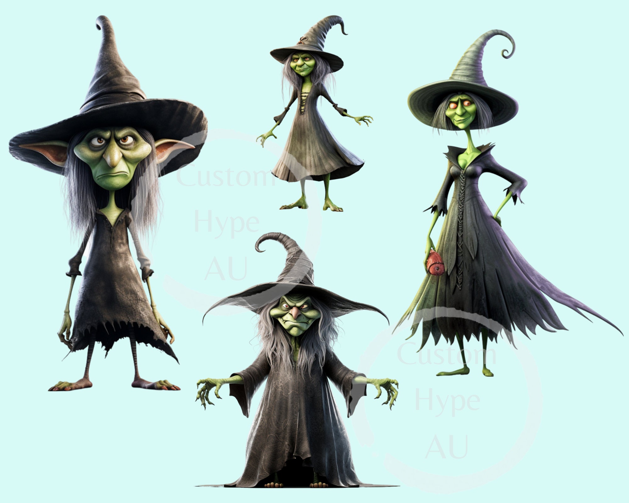 40 Halloween Witches Clipart Image Bundle for Sublimation and - Etsy