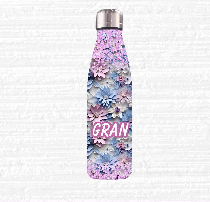 750ml (25oz) Water Bottle Full Wrap for Sublimation - 3d Pastel Floral ...