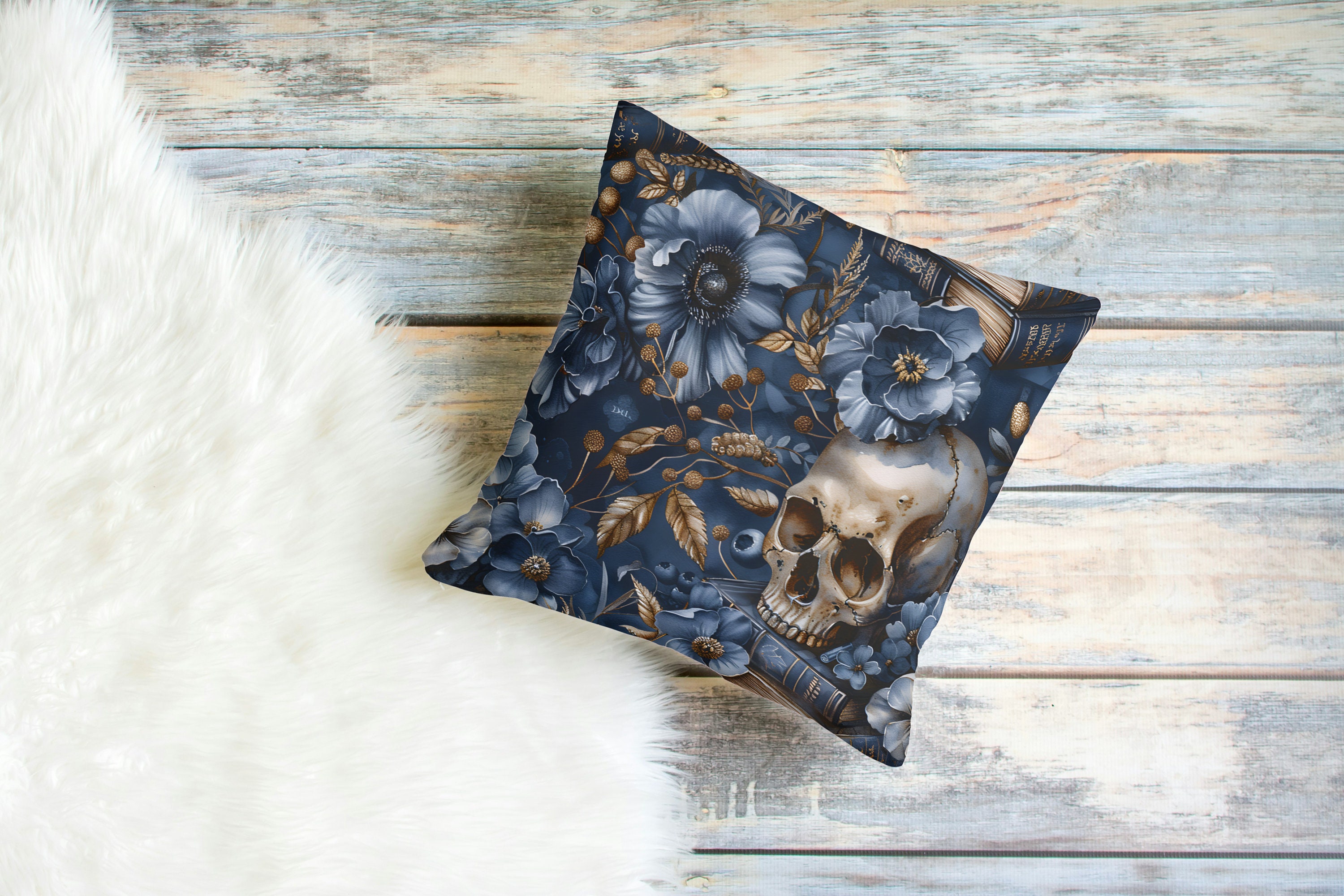 Moody Skull Seamless Pattern in Blue - Sublimation and Print - 300dpi ...