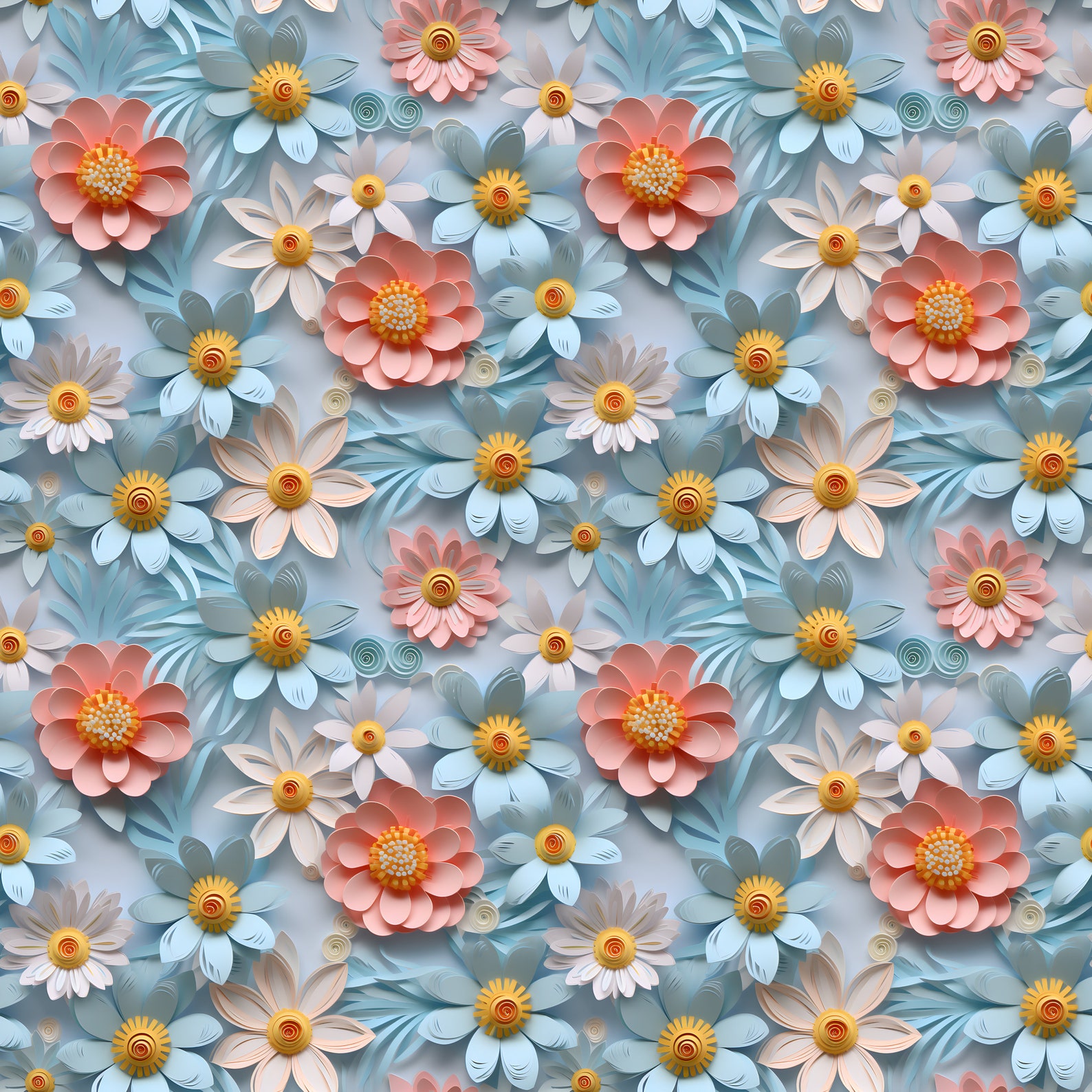 Beautiful 3d Pastel Flowers Seamless Pattern for Sublimation and Print ...
