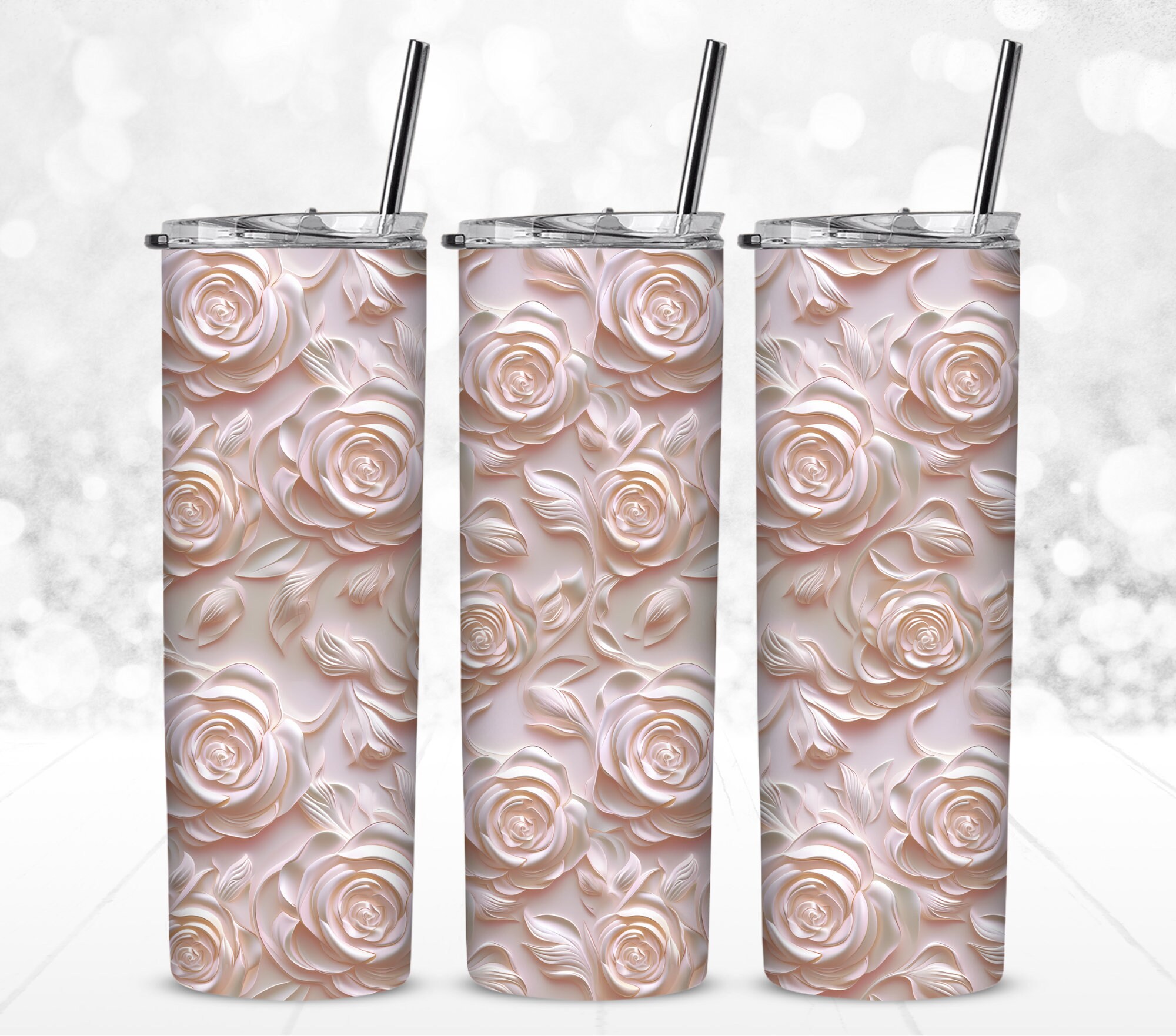 3d Pastel Pink Sculptured Roses Digital Seamless Pattern Satin Effect ...