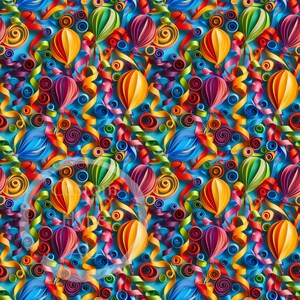 Colourful 3d Paper Quilled Party Balloons and Streamers Seamless ...