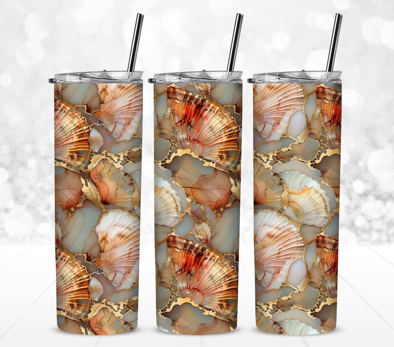 Seamless Pattern - Alcohol Ink Sea Shells - Sublimation and Print ...