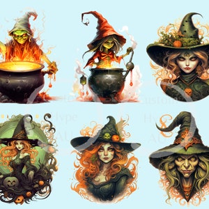 40 Halloween Witches Clipart Image Bundle for Sublimation and Print ...