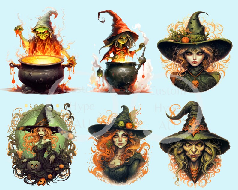 40 Halloween Witches Clipart Image Bundle for Sublimation and - Etsy