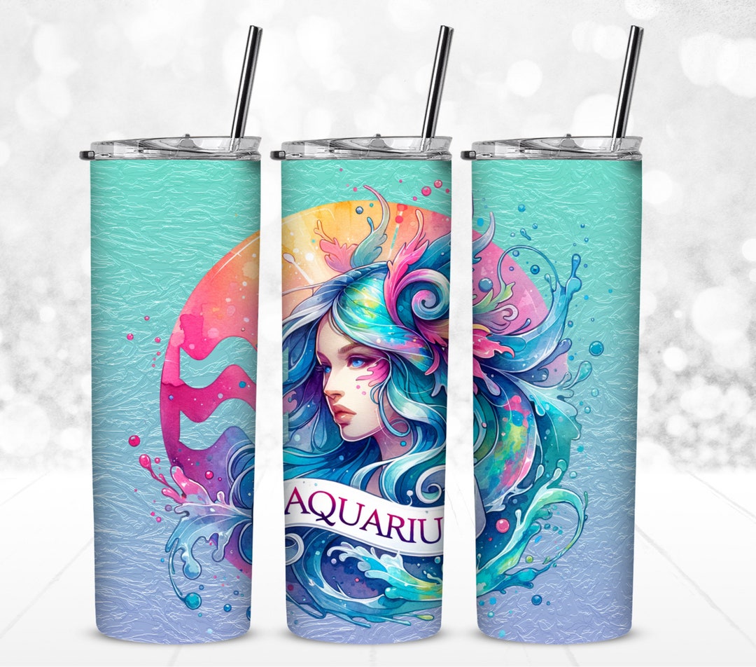 Aquarius 20oz Seamless Tumbler Wrap - Sublimation - 300dpi PNG - Zodiac ...