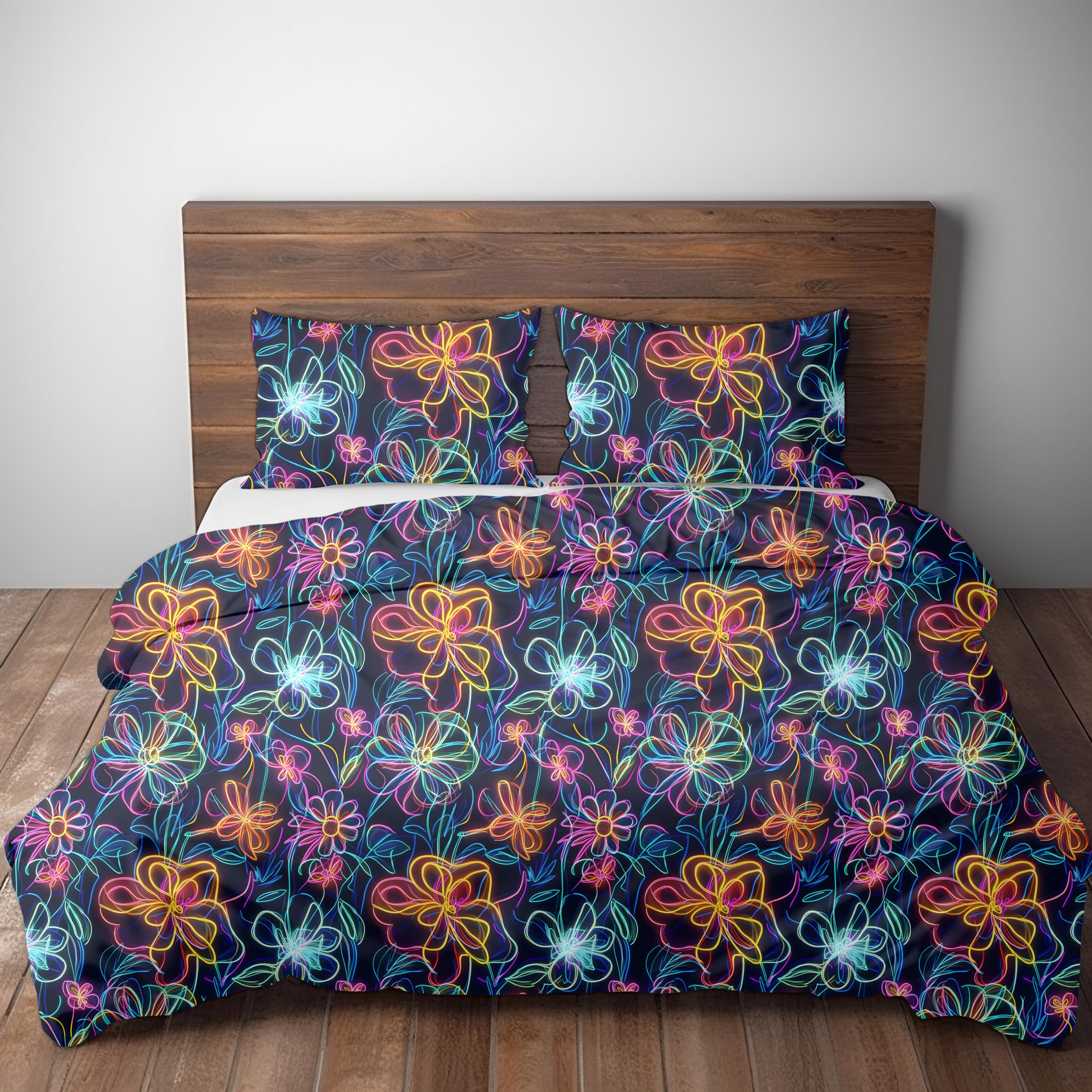 Neon Doodle Flowers Seamless Pattern - Sublimation and Print - 300dpi ...