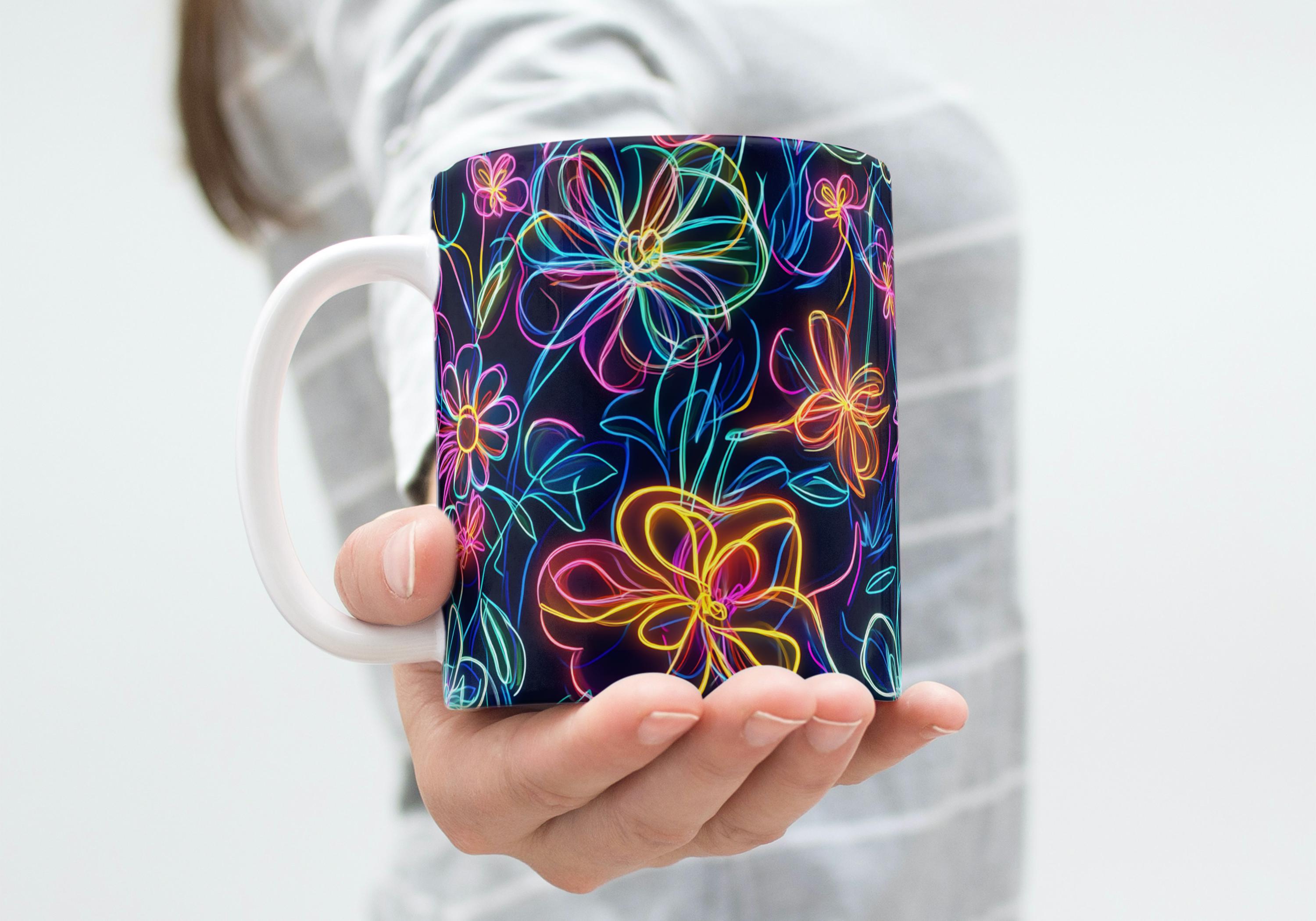 Neon Doodle Flowers Seamless Pattern - Sublimation and Print - 300dpi ...
