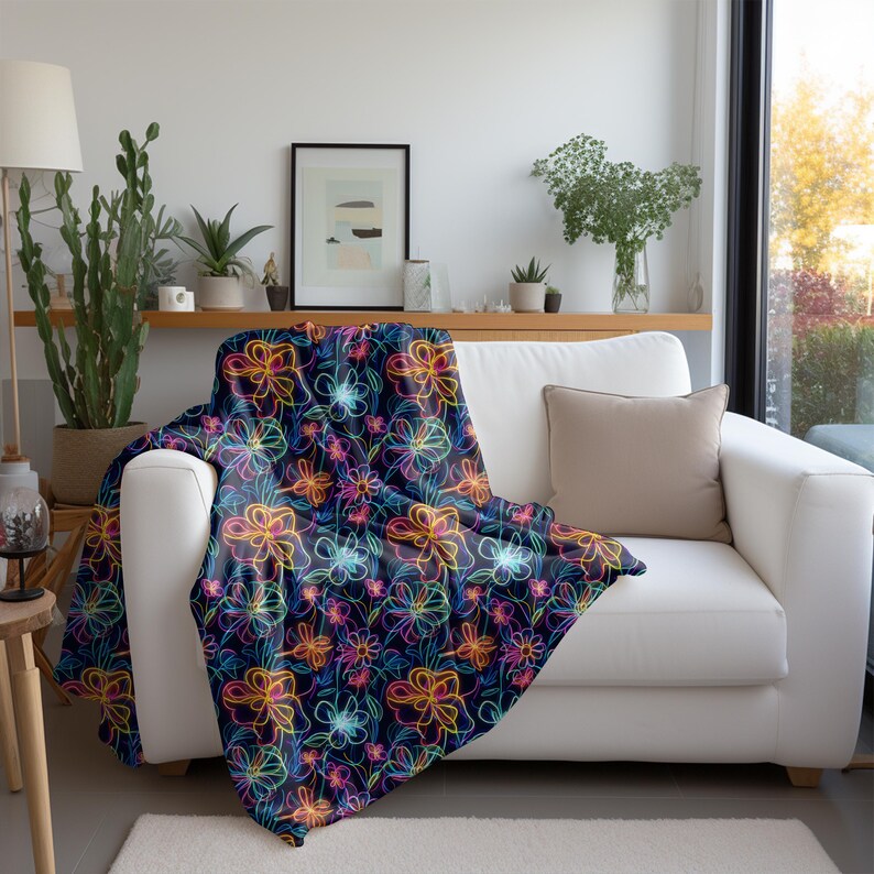 Neon Doodle Flowers Seamless Pattern - Sublimation and Print - 300dpi ...