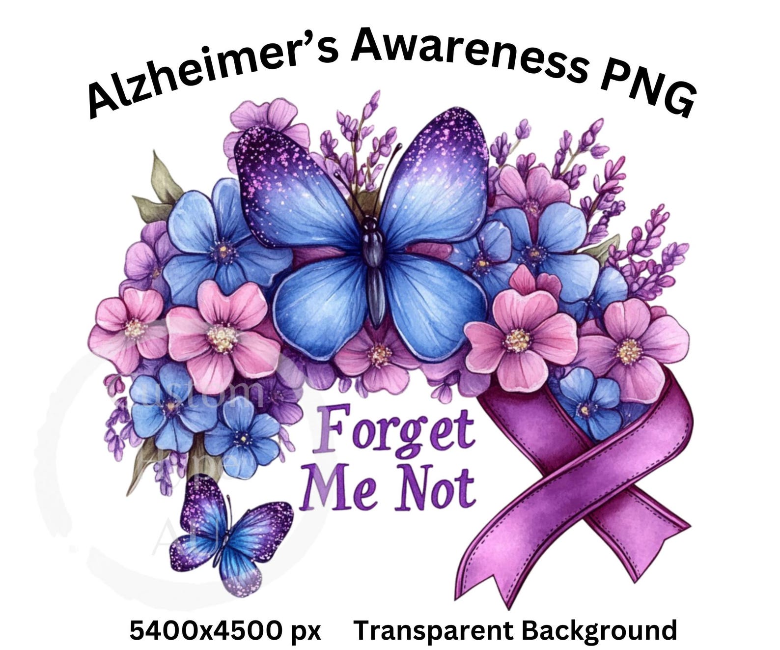 Alzheimer's Awareness "forget Me Not" PNG - Sublimation and Print ...