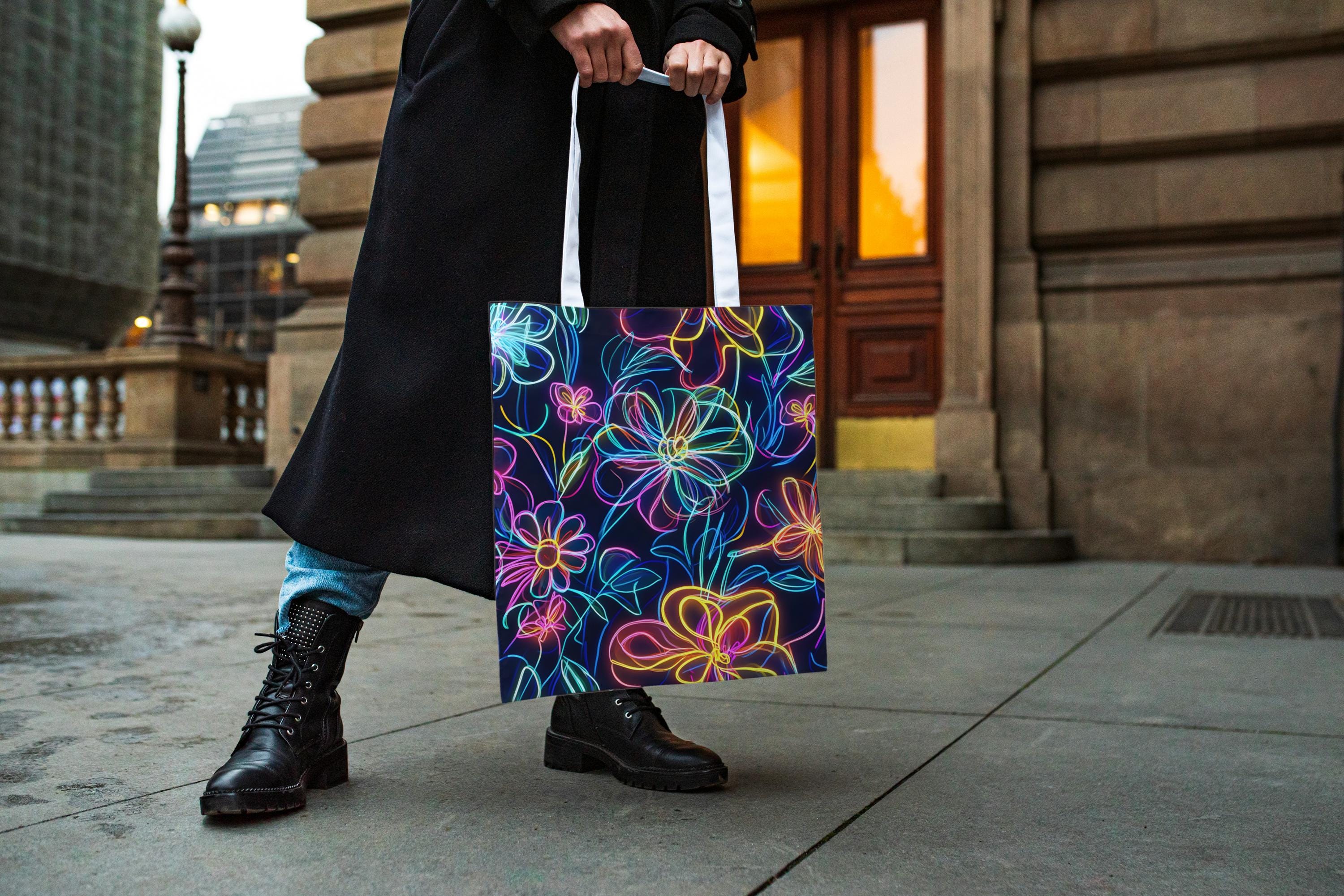 Neon Doodle Flowers Seamless Pattern - Sublimation and Print - 300dpi ...