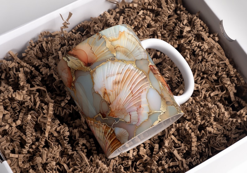 Seamless Pattern - Alcohol Ink Sea Shells - Sublimation and Print ...