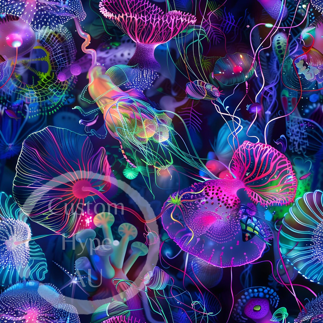 Luminescent Ocean Fantasy Seamless Pattern - Sublimation and Print ...