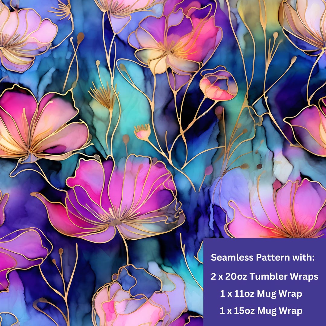 Soft Alcohol Ink Colourful Floral Seamless Pattern With Extras ...